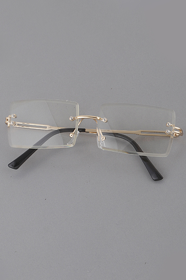 0931CL CLEAR Clear Rimless Rectangular Glasses - Sunglasses