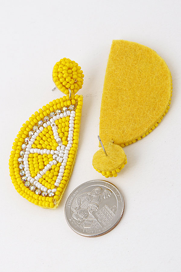 132314 YELLOW Lemon Beaded Earrings 9DCB8 - Dangle Earrings