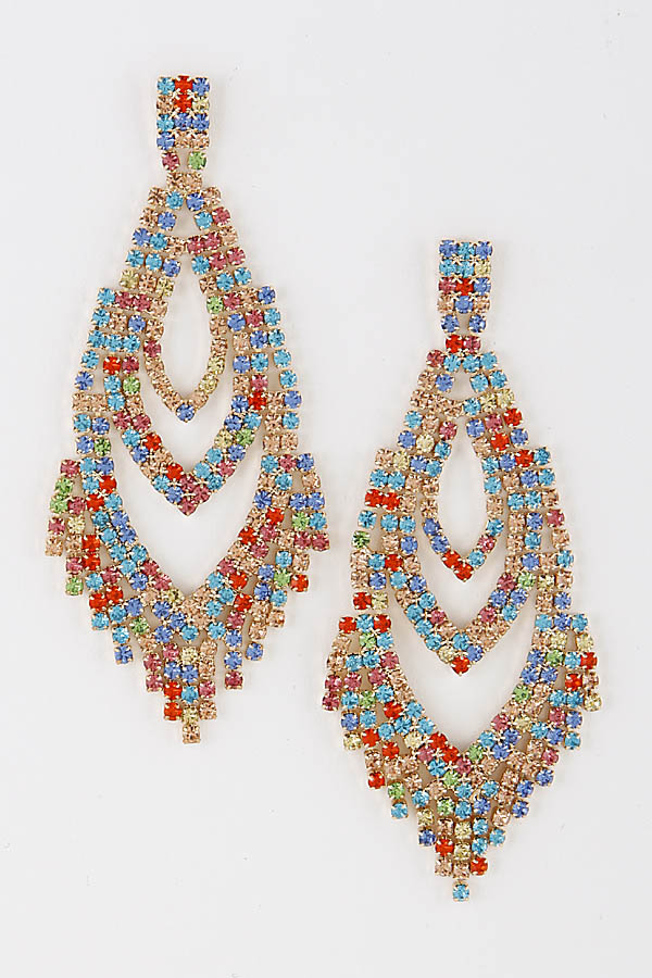 25977 GOLD LIGHT MULTI Multi-Colored Drop Earrings 9DBD10 - Rhinestone ...