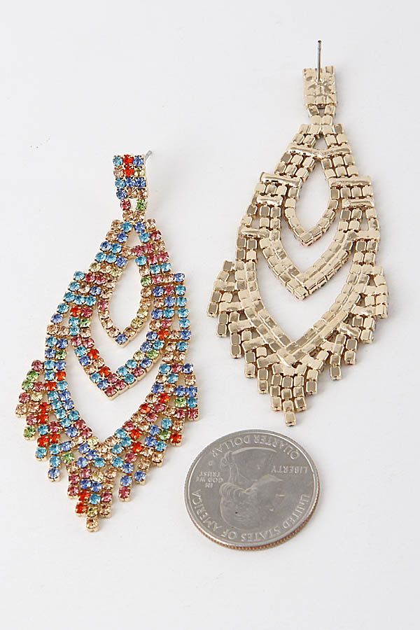 25977 GOLD LIGHT MULTI Multi-Colored Drop Earrings 9DBD10 - Rhinestone ...