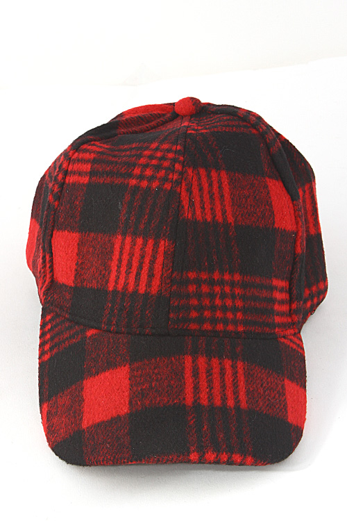 32301004 BLACK Plaid Checkered Stylish Cap 4KBL - Hats
