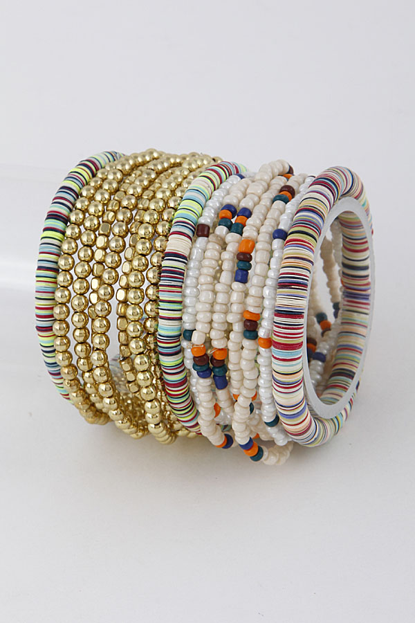 34B1001 GOLD MULTI Mixed Color Various Bead Bracelet 9GBB2 - Strap/Bead