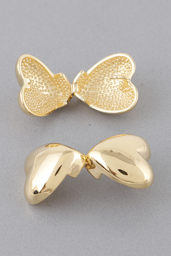 64495 GOLD Heart Bean Huggie Earrings - Stud Earrings