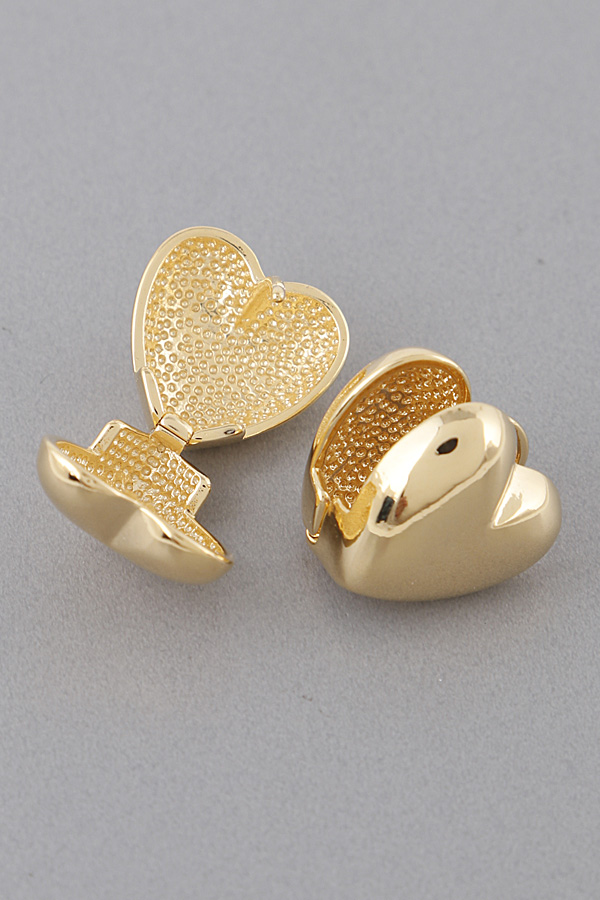64495 GOLD Heart Bean Huggie Earrings - Stud Earrings