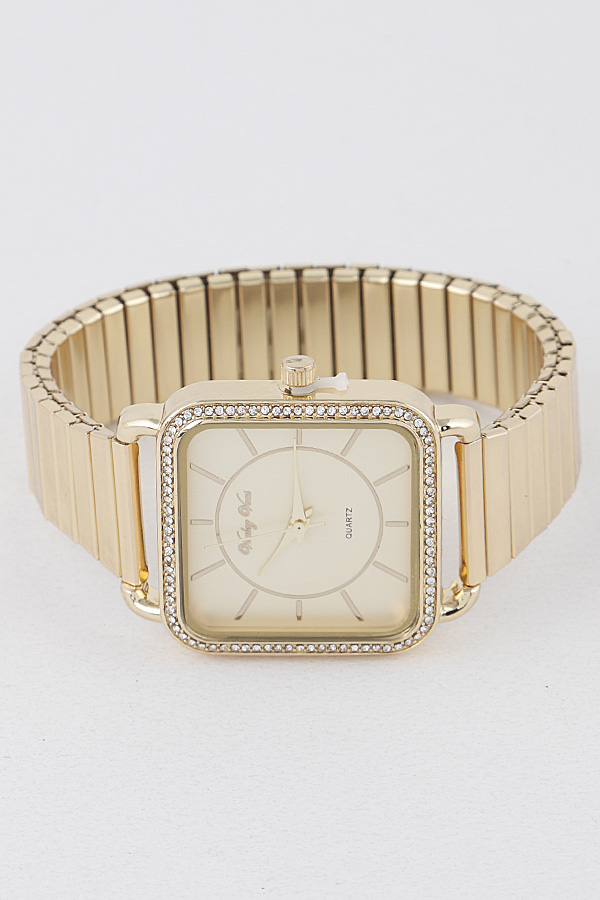 8933 GOLD Elastic Simple Square Watch - Watches