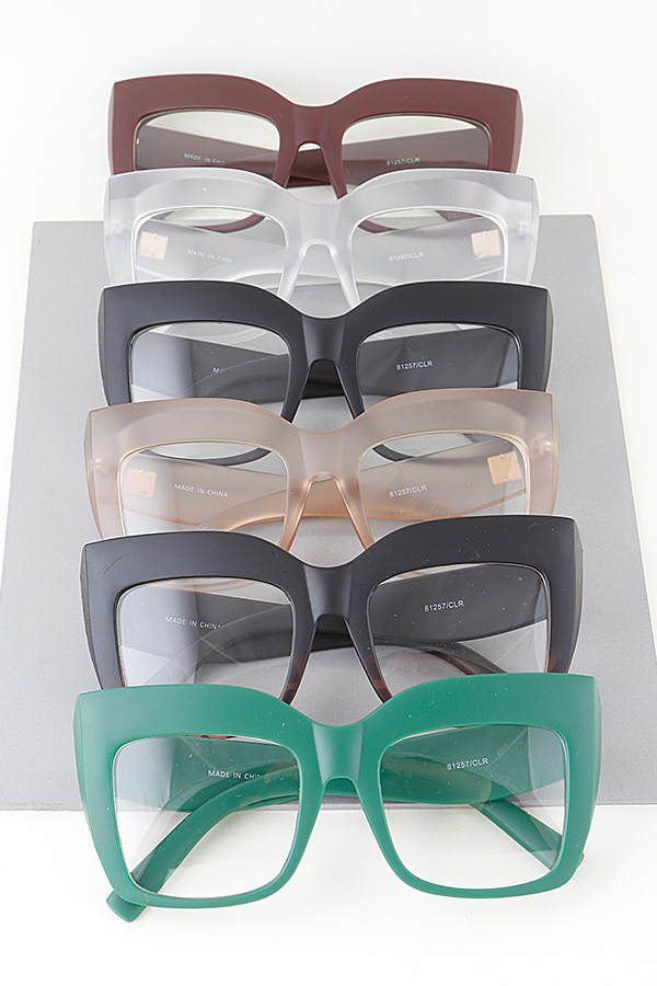 AM81257CLR MIX COLOR Bulky Matte Cateye Optical Glasses - Sunglasses