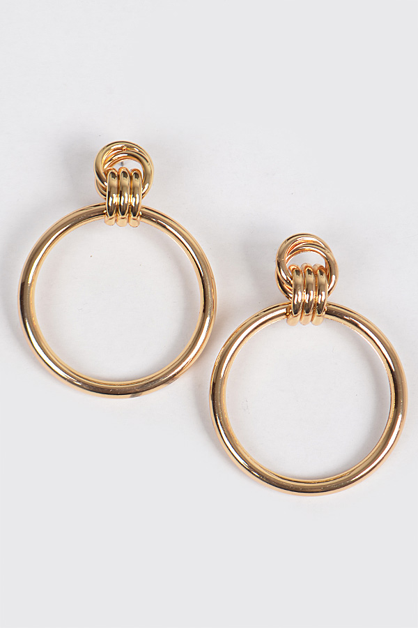 AME2691 GOLD Loop Hoop Earrings - Dangle Earrings