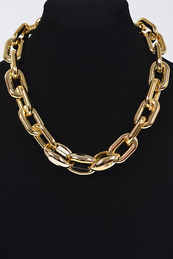AMN3343 GOLD Oversized CCB Chain Necklace - Chain Necklaces