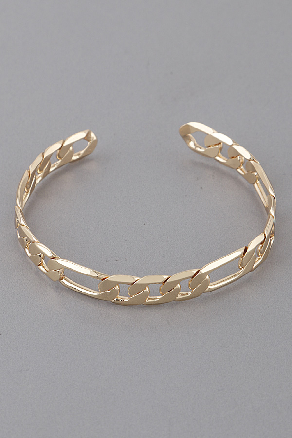 BR965 SILVER Shiny Melted Chain Cuff Bracelet - Cuff/Stretch