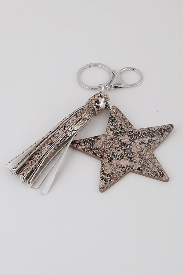 CKC1003 BEIGE Snake Patterned Stat Key Chain 9JBB8 - Key Chains