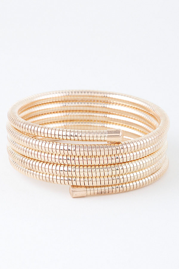 DLB2871 GOLD Multi Snake Chain Wrap Bracelet - Bracelets
