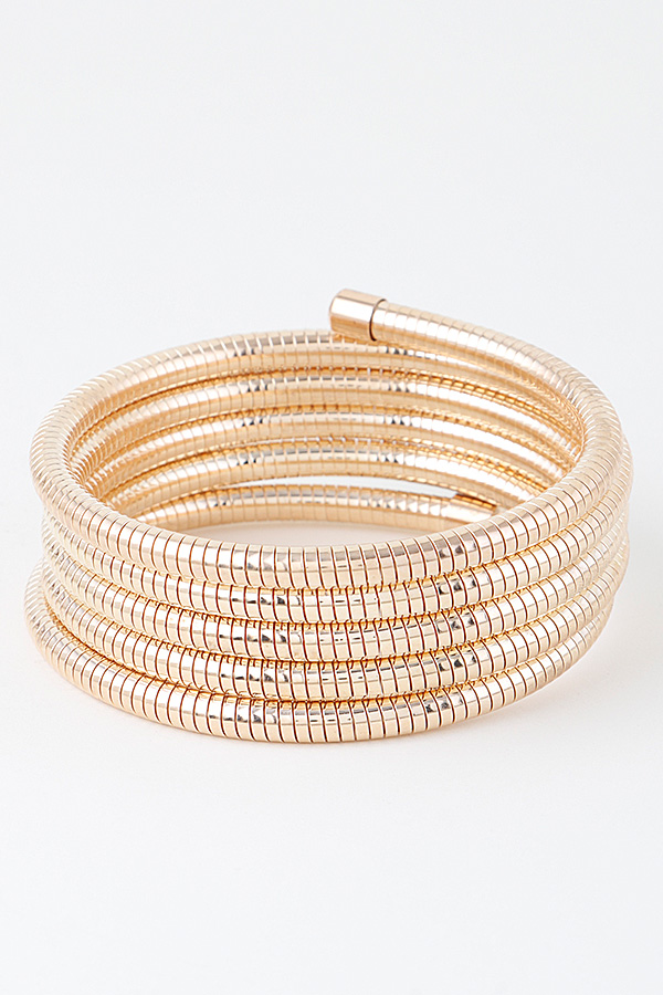 DLB2871 GOLD Multi Snake Chain Wrap Bracelet - Bracelets