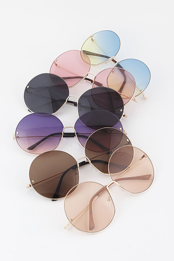 F2248 MULTICOLOR Gradient Lens Round Sunglasses