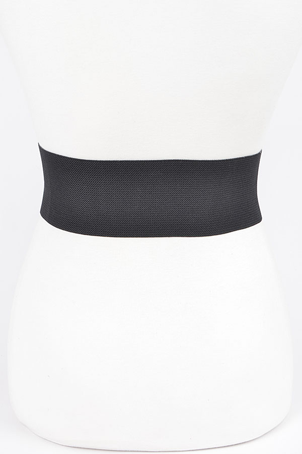HB8547 BLACK SILVER Wide Plus Size Elastic Belt - Belts