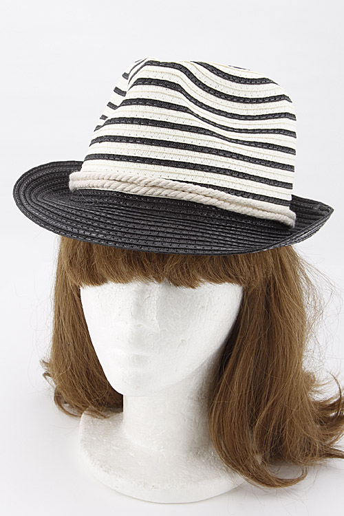 HC1047 Fedora String Hat With Rope And Stripes 6BAG - Hats