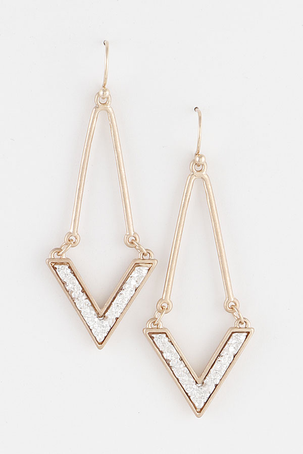 HE3137 GOLD SILVER Sharp V Drop Earrings - Dangle Earrings