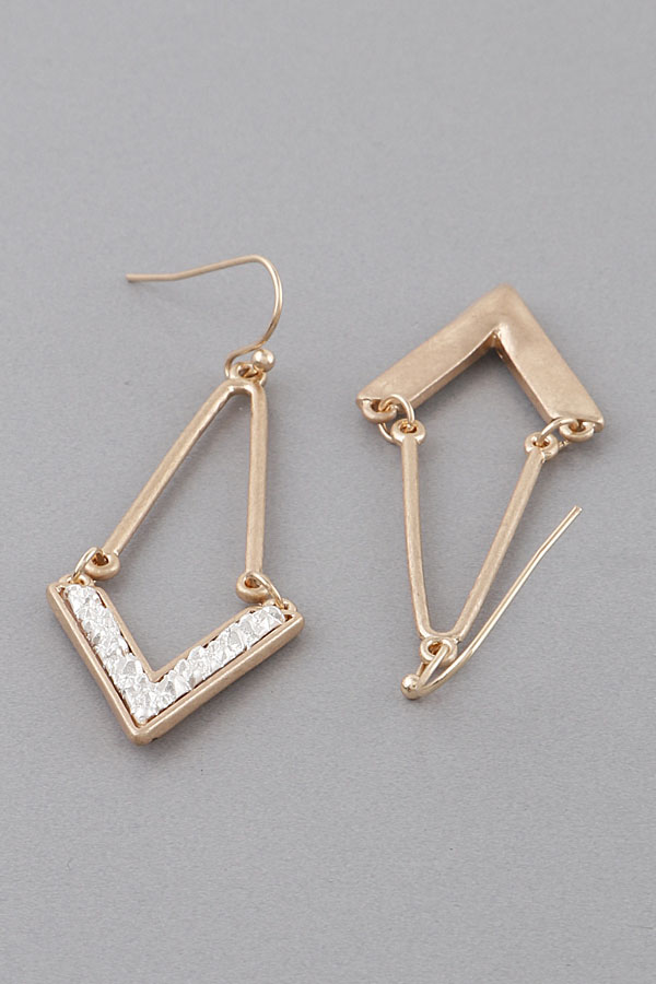 HE3137 GOLD SILVER Sharp V Drop Earrings - Dangle Earrings