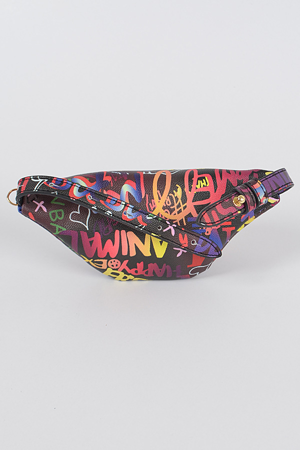 HMC1024 BLACK Graffiti Mini Wrist Bag - Newly Updated Fashion Handbags