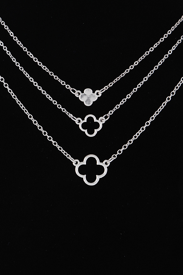 HN4758 W GOLD Multi Clover Pendant Necklace - Necklaces