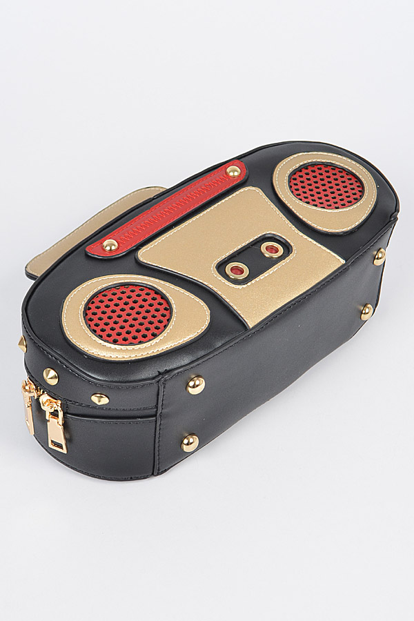 HPC3311 GOLD Boombox Shape Fun Clutch. - Newly Updated Fashion Handbags