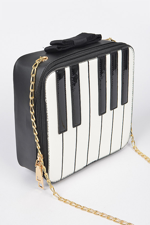 HPC3755 BLACK Piano Keyboard Crossbody Bag - Newly Updated Fashion Handbags