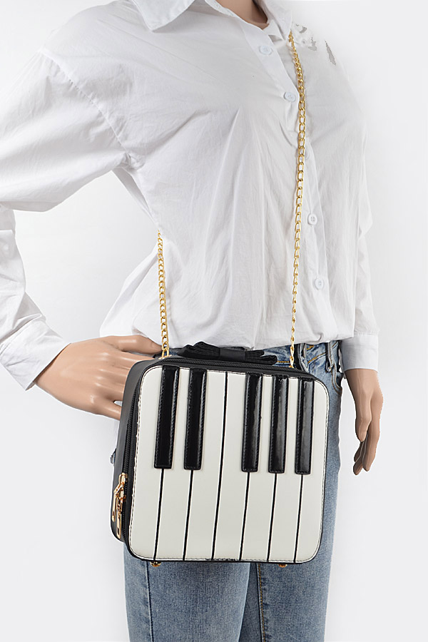 HPC3755 BLACK Piano Keyboard Crossbody Bag - Newly Updated Fashion Handbags