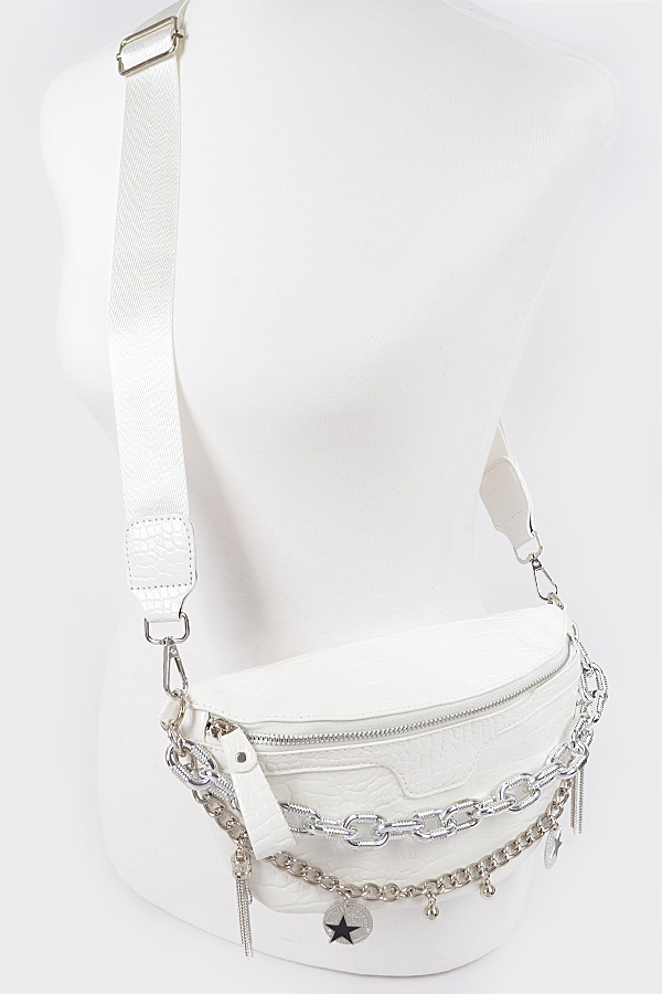 HPC5216 WHITE OVERSIZED CHAIN FANNY PACK - Newly Updated Fashion Handbags
