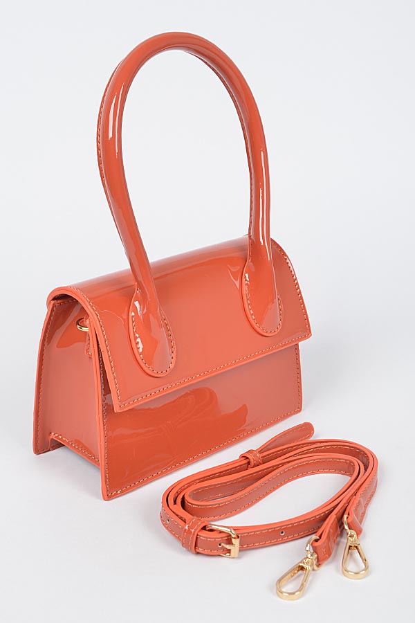HPC5403 RUST Patent Leather Top Handle Bag - Newly Updated Fashion Handbags