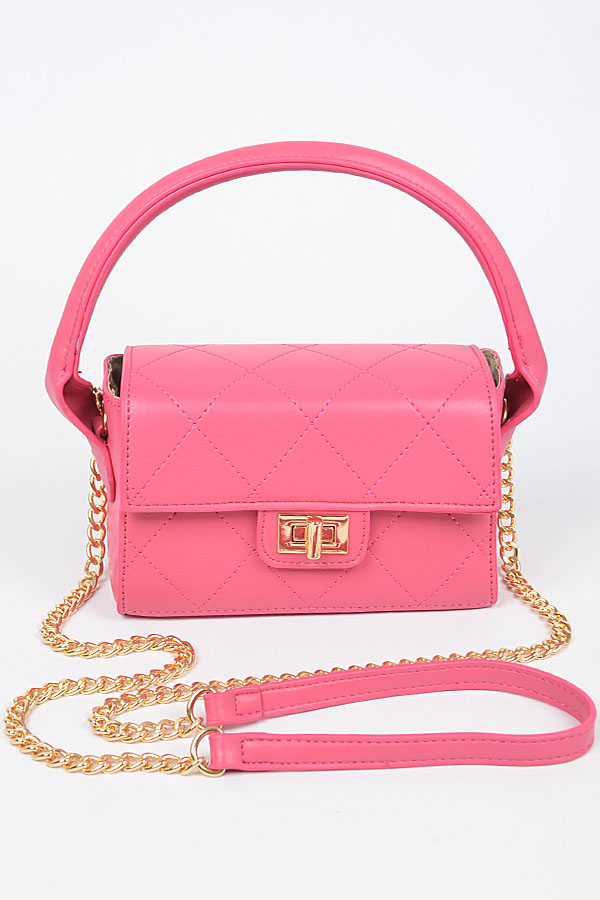 HPC5408 FUSCHIA Quilted Faux Leather Handle Bag - Newly Updated Fashion ...