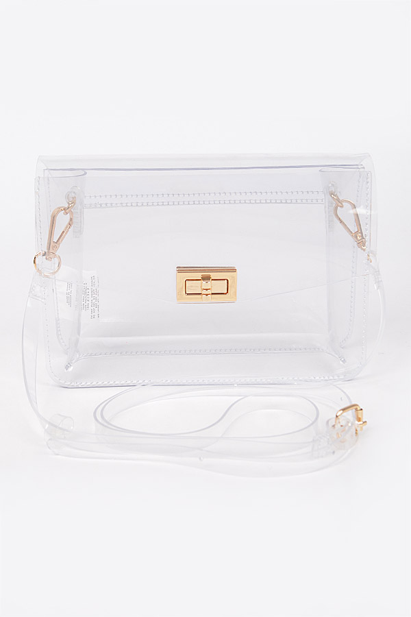 HPC5622 CLEAR GOLD Transparent Flap Bag - Newly Updated Fashion Handbags