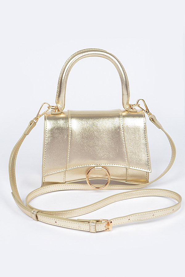 HPC5652 GOLD Metallic PU Top Handle Clutch - Clutch & Wallet