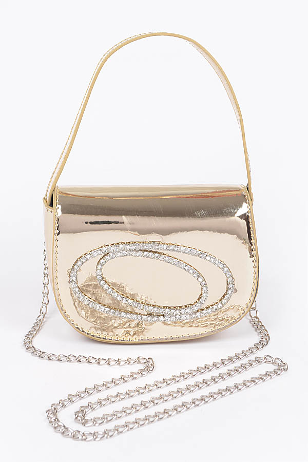 HPC5844 GOLD Metallic Mirror Top Handle Bag - Clutch & Wallet