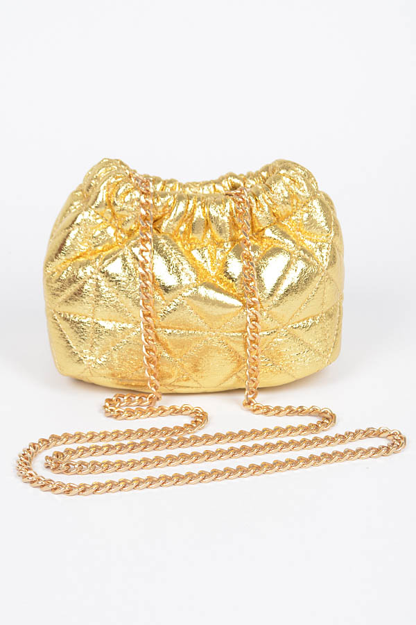 HPC6141 GOLD Quilted Metallic Bucket Bag - Newly Updated Fashion Handbags