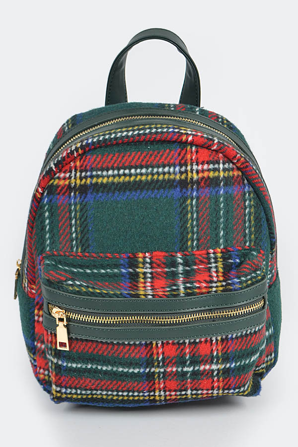 HPP1009 GREEN Plaid Pattern Backpack
