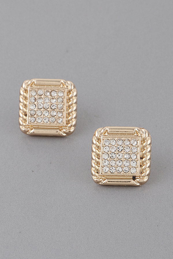 IE8218 GOLD CLEAR Twisted Rhinestone Stud Earrings