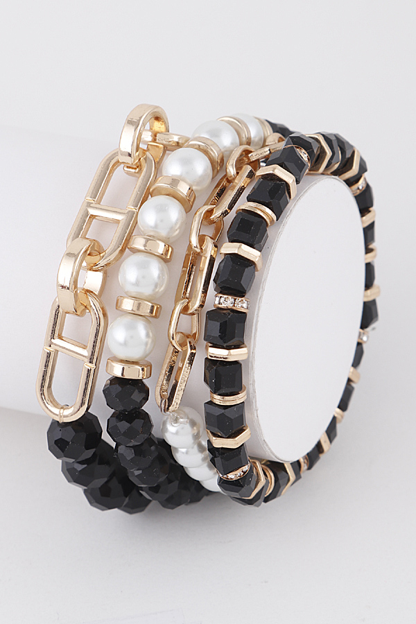 IYB2363 BLACK Bead N Chain Bracelet - Bracelets