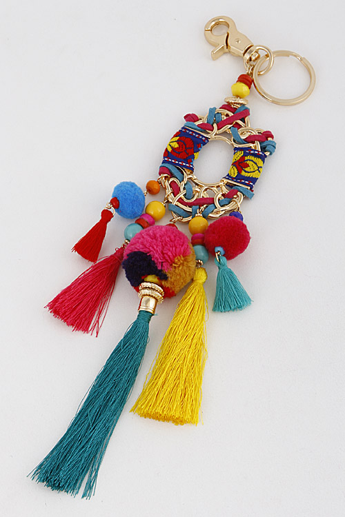 JK006 GOLD MULTI Indian Inspired Key chain 7DCG2 - Key Chains