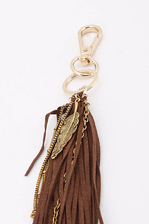 JK0141 Aztec Feather Charm Key Chain 6ACI1 - Key Chains