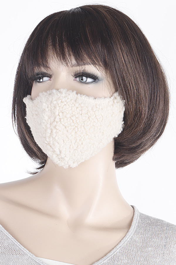 KM2664 IVORY Sherpa Face Mask - COVID 19