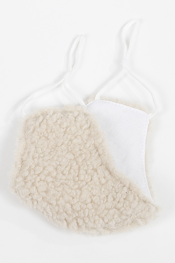 KM2664 IVORY Sherpa Face Mask - COVID 19