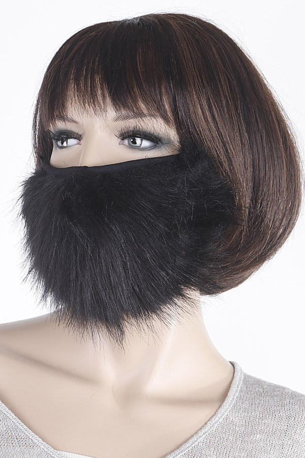 KM2666 BLACK Faux Fur Face Mask - COVID 19