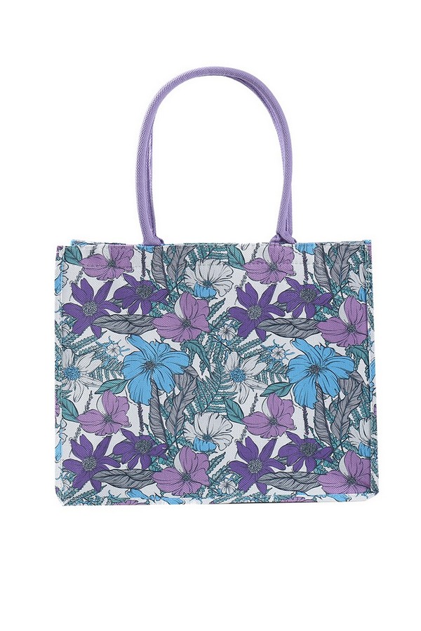 MB0222 NAVY FLOWER PATTERN TOTE BAG - Fashion Handbags