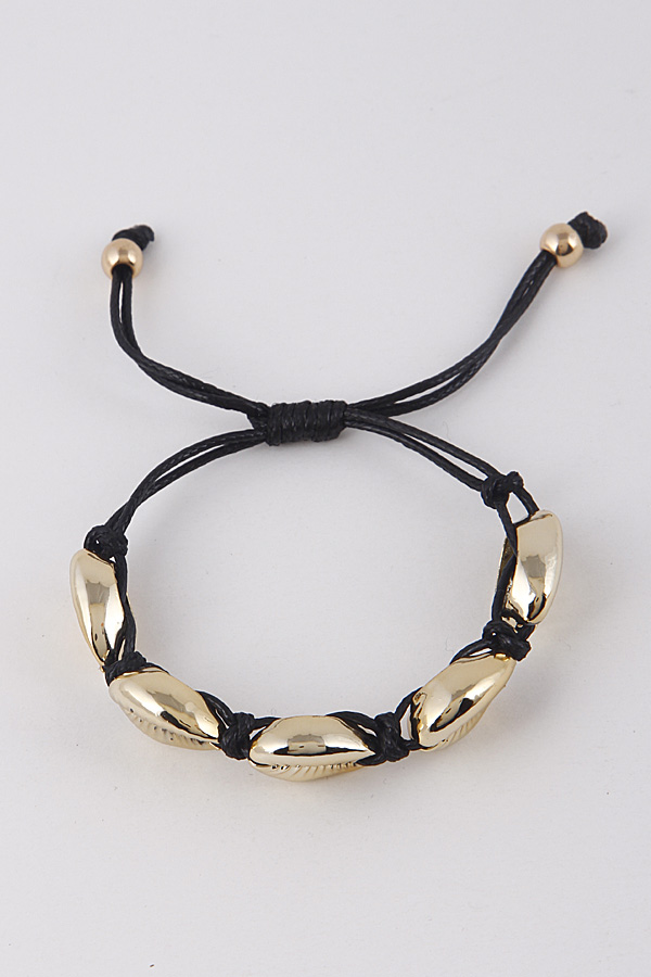 MB4569 GOLD BLACK Seashell Adjustable Bracelet 9ACD10 - Strap/Bead