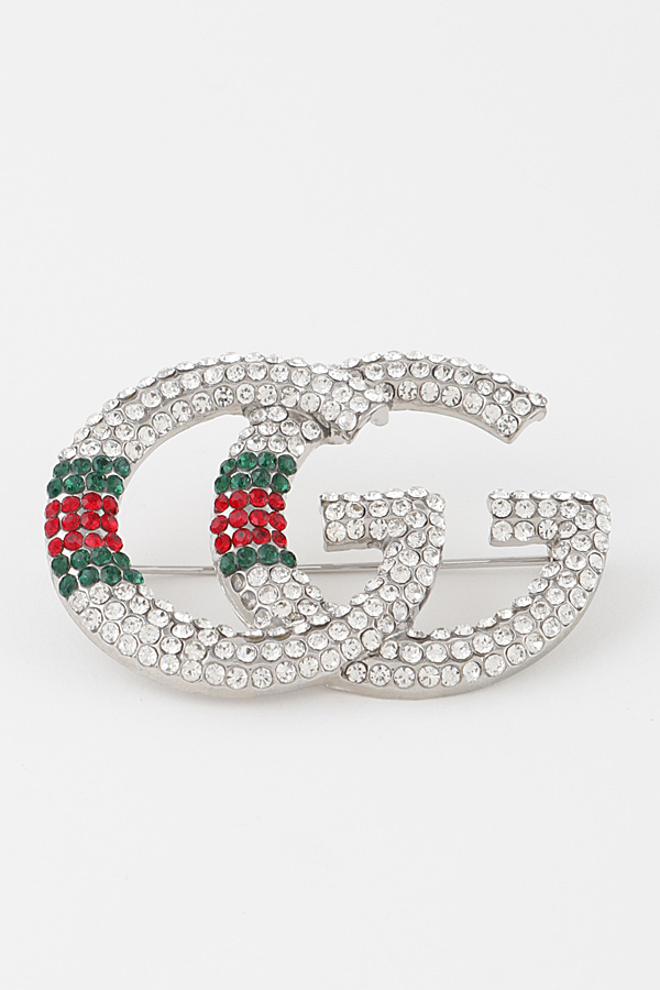 MBR1010 GOLD CLEAR Bejeweled GG Brooch - Brooches & Pins