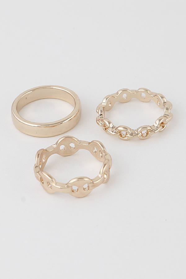 MR4003 GOLD Melted Chain Band Rings