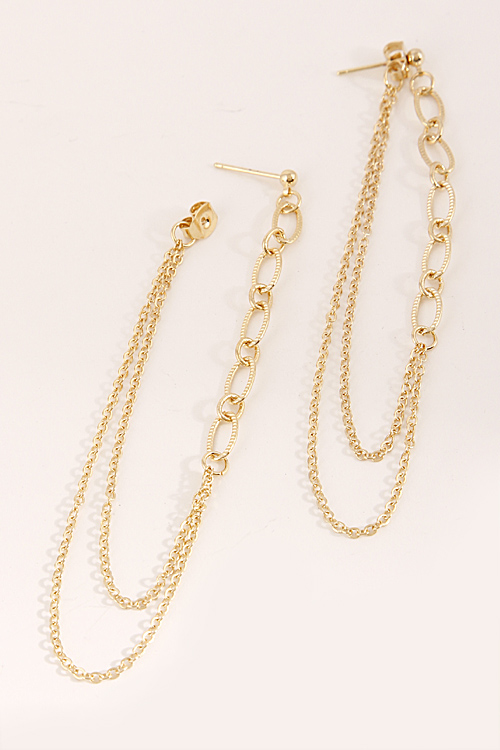 MXE1004 GOLD Long Chain Dangling Earrings 6CAD10