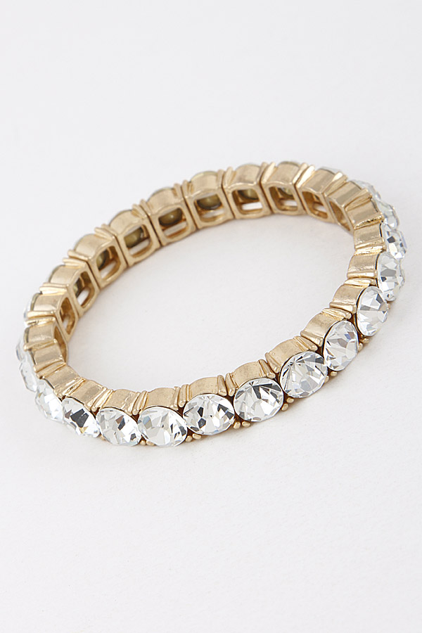 NB1544 GOLD CLEAR Stretch Rhinestone Bracelet 9BCB6 - Cuff/Stretch