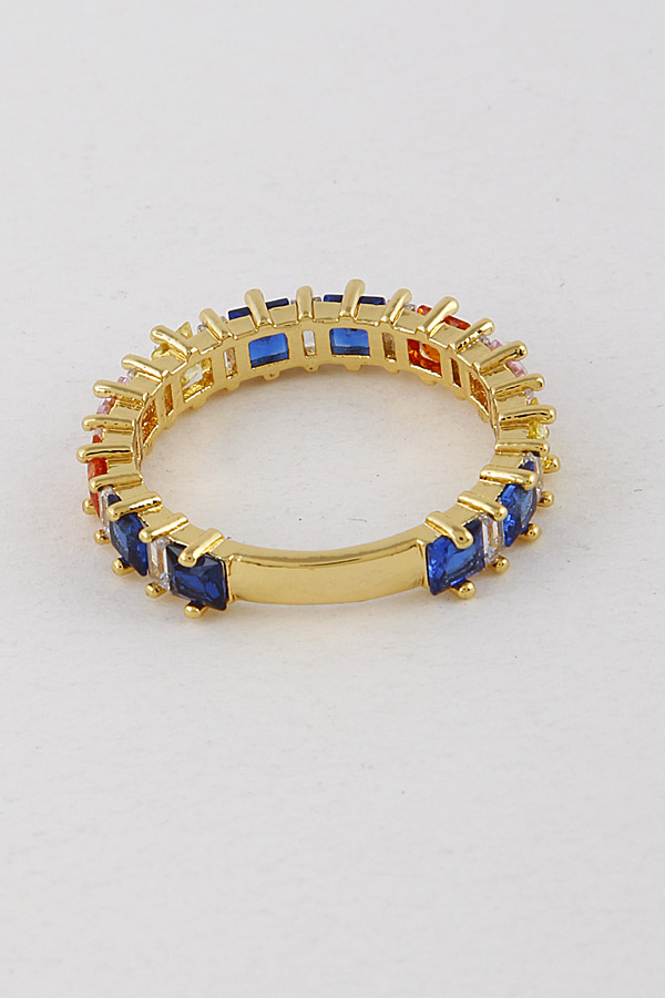 NJR810 P GOLD MULTI Simple Rhinestone Ring 9ECA5 - Rings