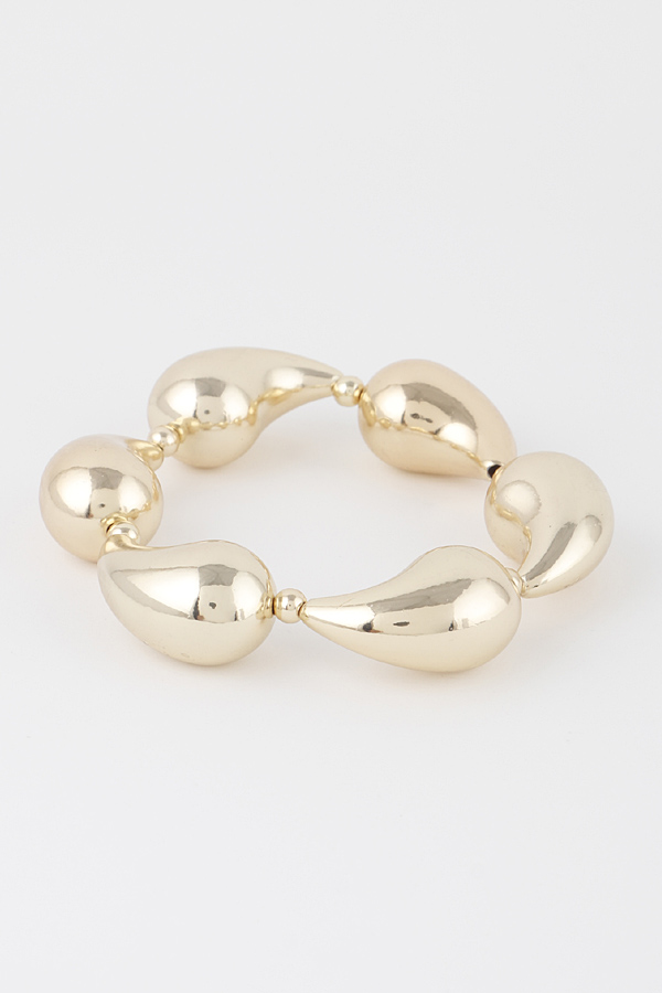 PB1966 GOLD Shiny Teardrop Bangle Bracelet - Bracelets