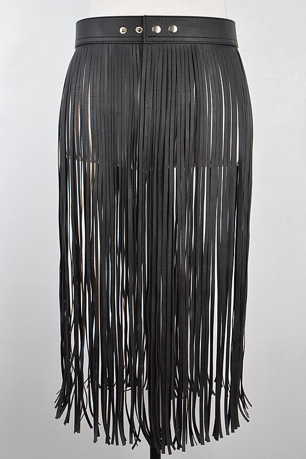 PB6706 BLACK Long Fringed Skirt Belt. - Fashion Belts